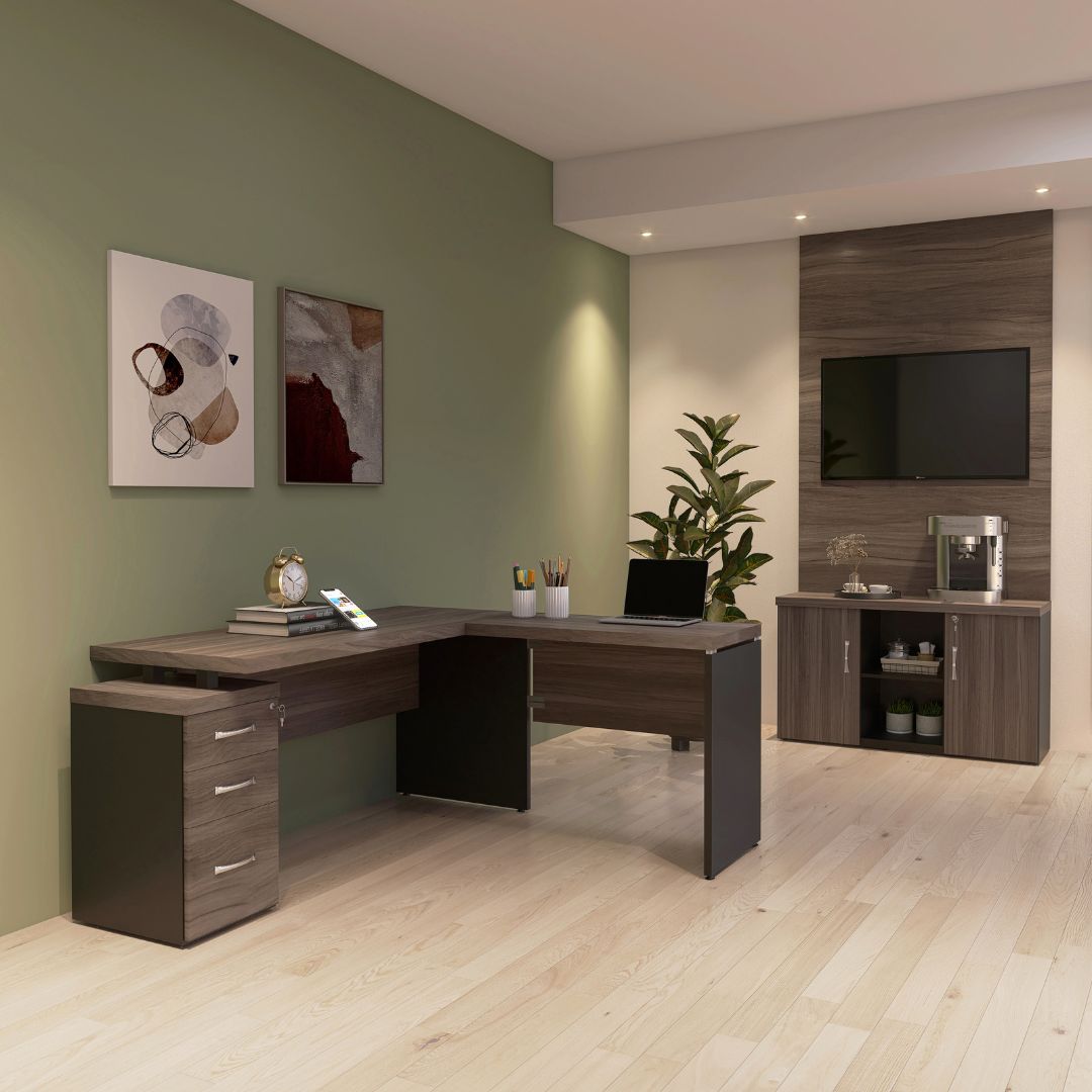 Mesa em L com gaveteiro | Britooffice